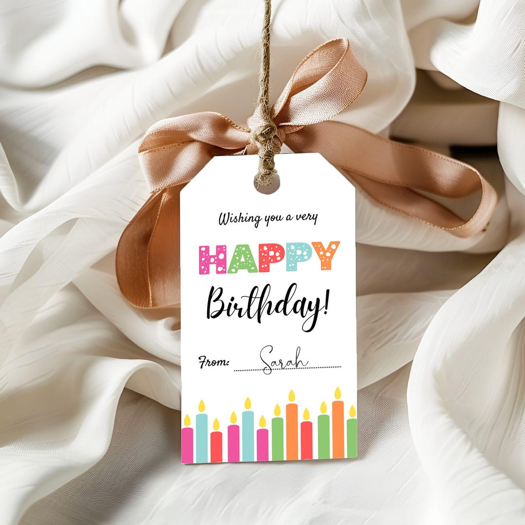 Birthday Tag Printable Happy Birthday Gift Tag Template Watercolor ...