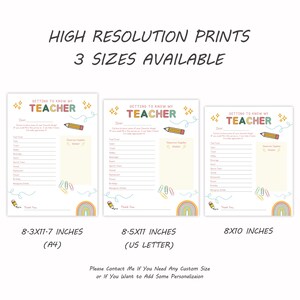 Getting to Know My Teacher Survey Teacher Favorite Things Printable ...