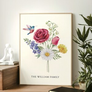 Family Birth Flower Bouquet Print Personalized Birth Month Flower ...