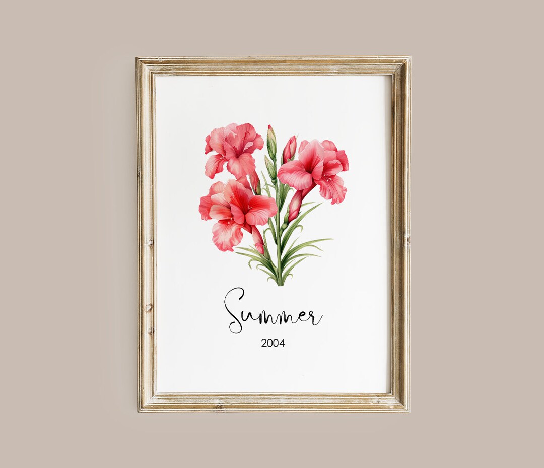 Personalized Watercolor Birth Flower Print Birthday Gift Minimalist ...