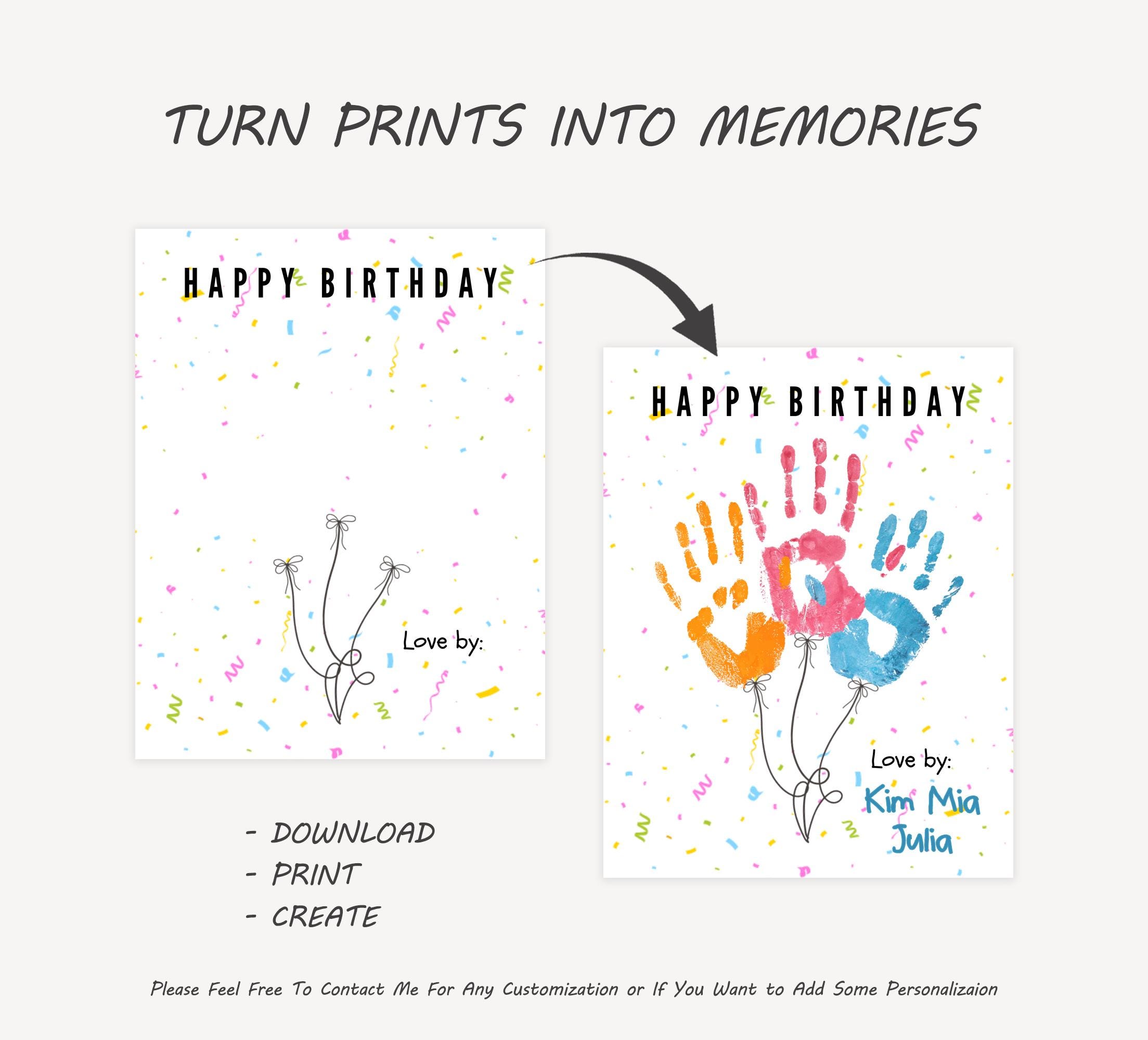 Family Handprint Art QOUBAI Birthday Handprint Craft Kit With Wood ...
