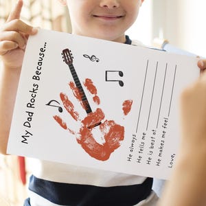Fathers Day Music Gift Handprint Art Craft for Kids Handprint Keepsake ...