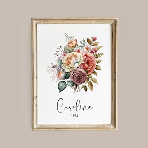 Birth Month Flower Print Floral Wall Art Vintage Flower Printable ...