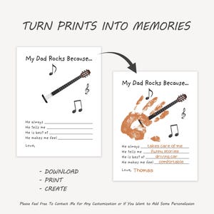 Fathers Day Music Gift Handprint Art Craft for Kids Handprint Keepsake ...