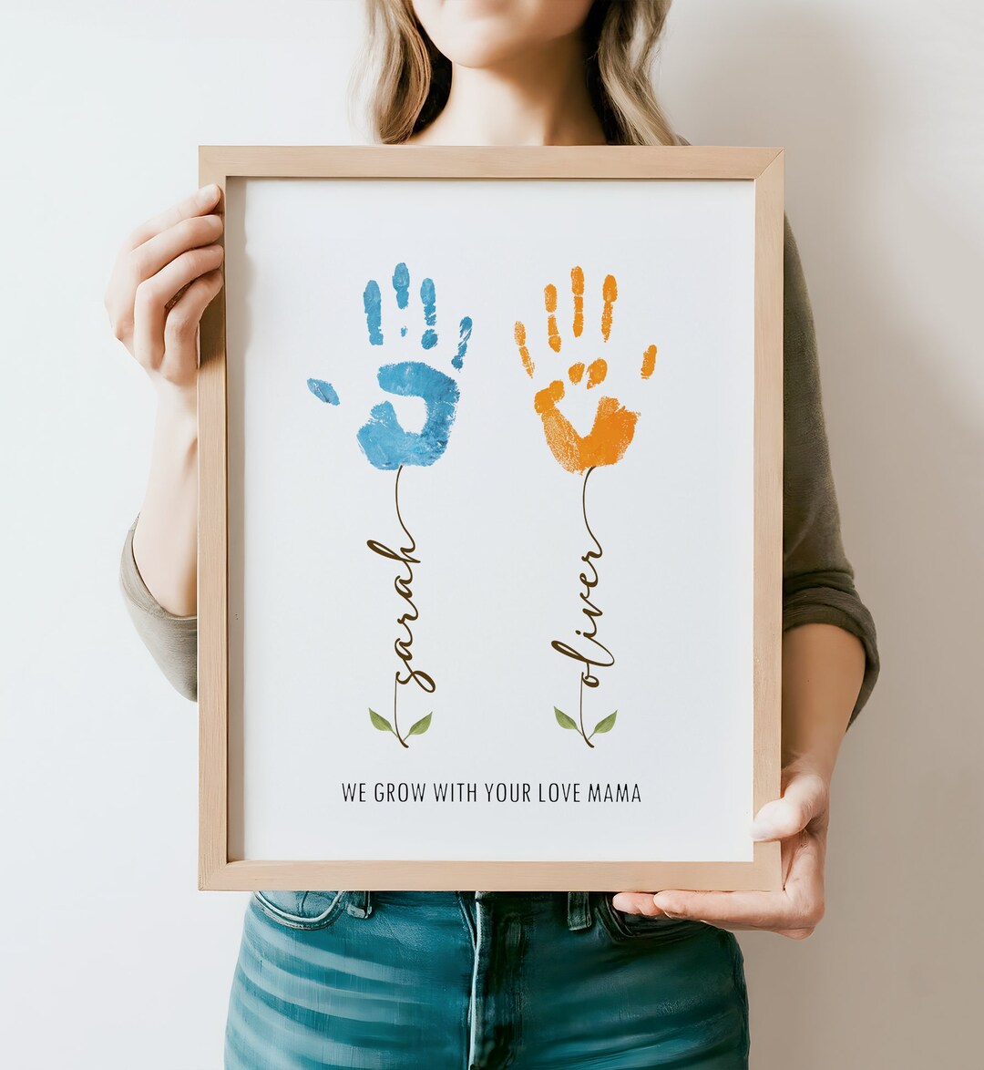 Mothers Day Craft Handprint Art Birthday Activity Floral Print Grandma ...