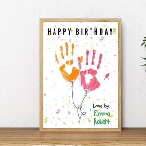 Happy Birthday Handprint Balloons Art Personalized Birthday Gift From ...