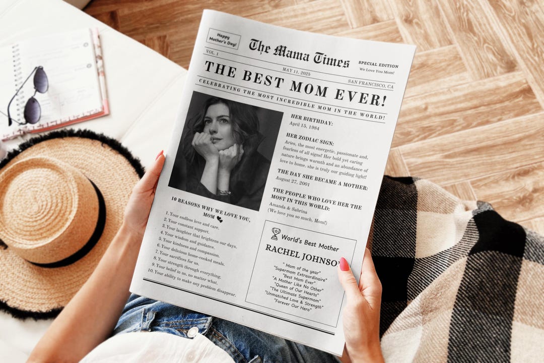 Mothers Day Newspaper Template Mothers Day Card Editable Mothers Day ...