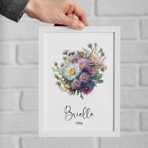 Birth Month Flower Print Floral Wall Art Vintage Flower Printable ...