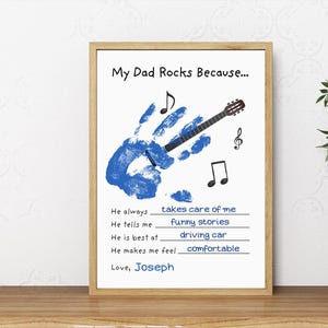 Fathers Day Music Gift Handprint Art Craft for Kids Handprint Keepsake ...