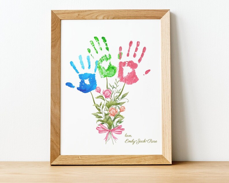 Mothers Day Craft Handprint Art Birthday Activity Floral Bouquet ...