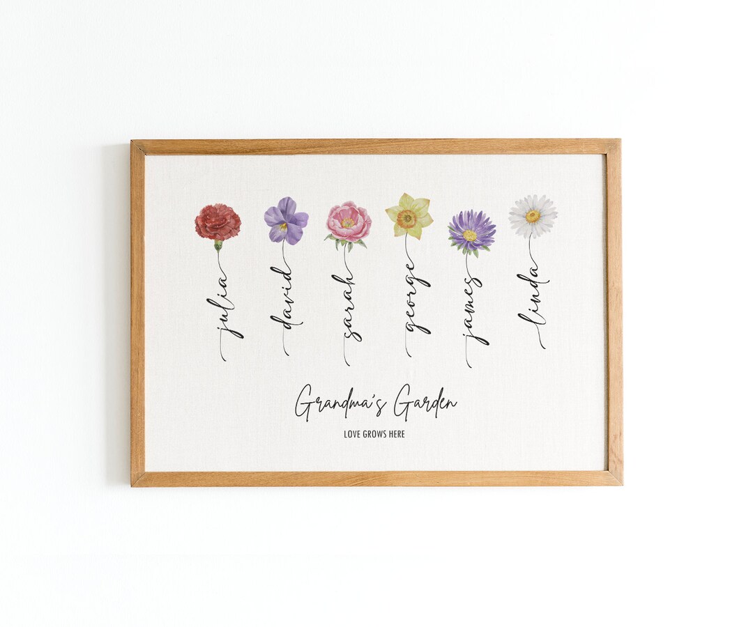 Grandm'a Garden Birth Flower Personalized Gift for Grandma From ...