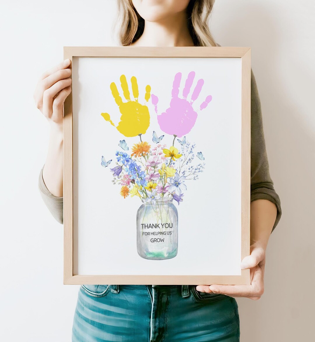 Thank You for Helping Me Grow Handprint Gift for Teacher Christmas Handprint Gift Birthday ...