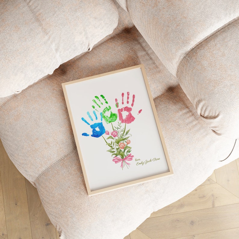 Mothers Day Craft Handprint Art Birthday Activity Floral Bouquet ...