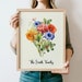 Family Birth Flower Bouquet Custom Flower Art Print Vintage Floral ...