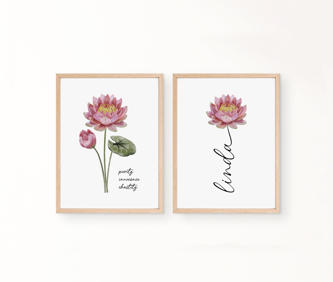 Birth Flower Name Digital Print Custom Birth Flower Print Mothers Day ...