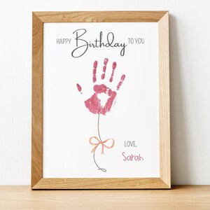 Happy Birthday Handprint Art Custom Birthday Gift Handprint Keepsake ...