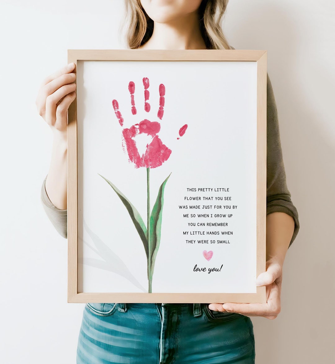 Mothers Day Printable Handprint Art Grandma Mom Birthday DIY Craft Kids ...