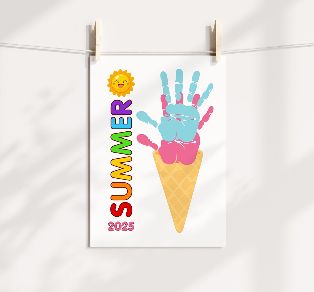 Ice Cream Handprint Art: Summer Kids Craft, Keepsake Gift (PDF Download ...