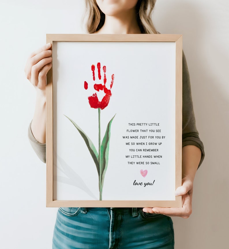 Mothers Day Printable Handprint Art Grandma Mom Birthday DIY Craft Kids ...
