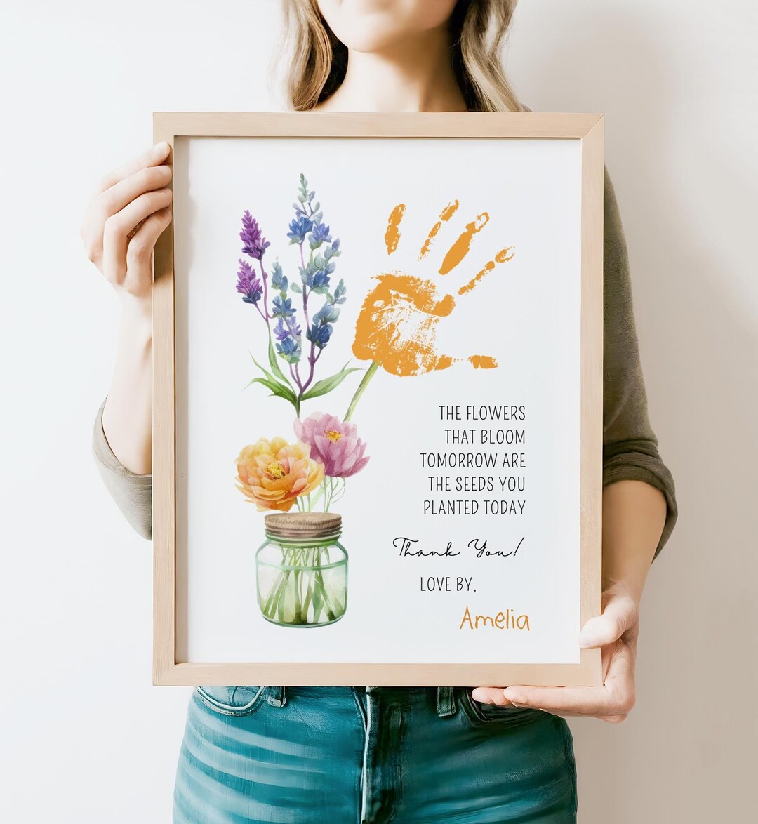 Teacher Appreciation Handprint Art: Flower Bouquet Keepsake (digital ...
