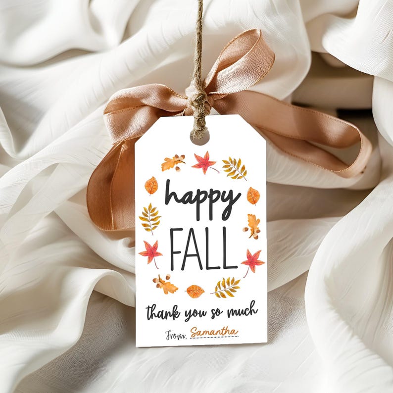 Happy Fall Gift Tag Template Printable Hello Fall Gift Tag Editable ...