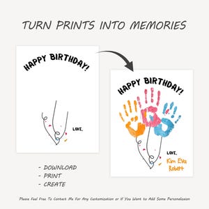 DIY Handprint Balloons Birthday Card DIY Gift Memory Keepsake Birthday ...