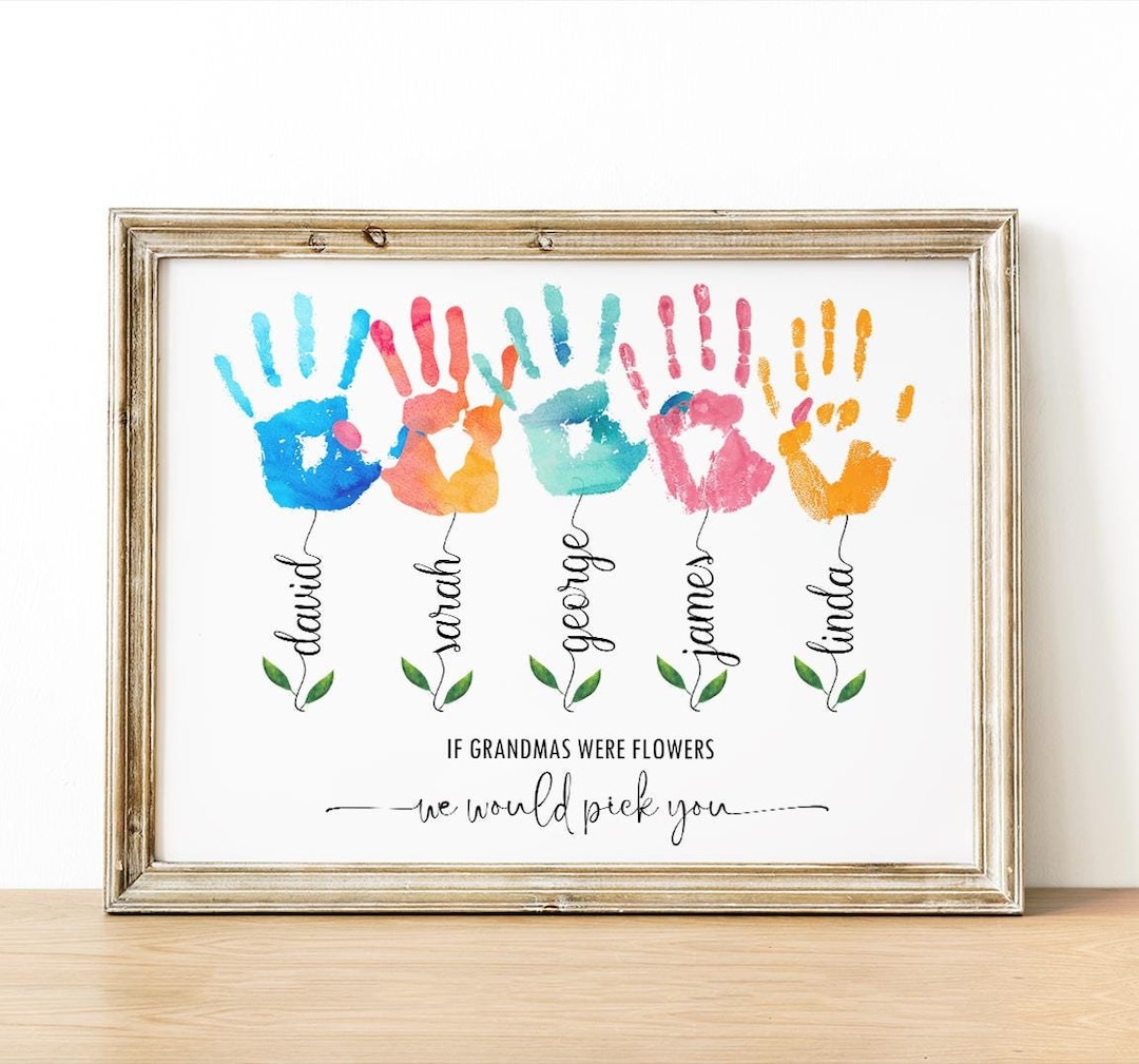 Grandma's Garden Hand Print Art Personalized Mothers Day Birthday Gift ...