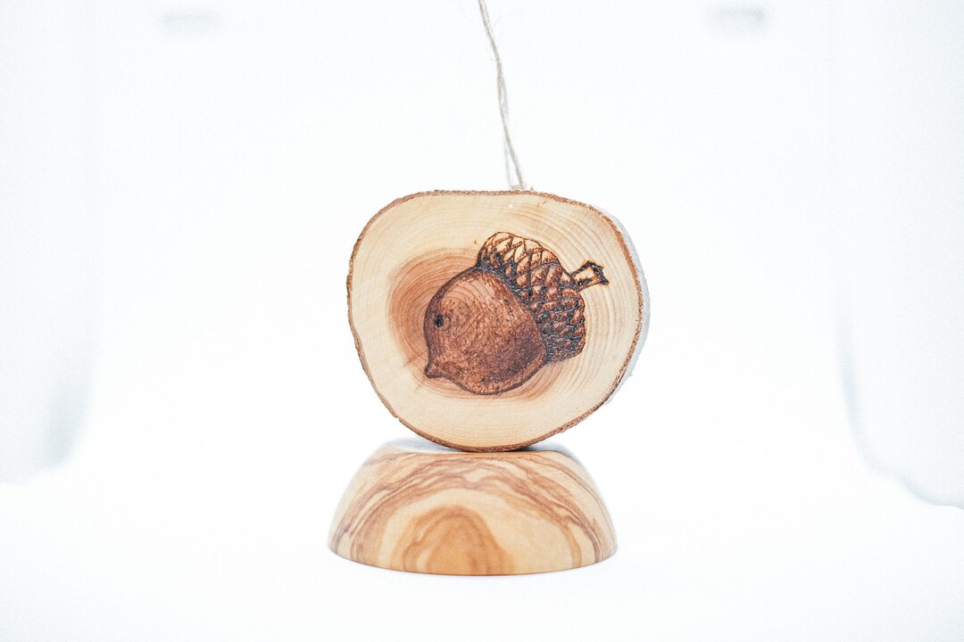 Acorn Drawing Pyrography Wood Burning Art Bauble Hanging Wall Art - Etsy