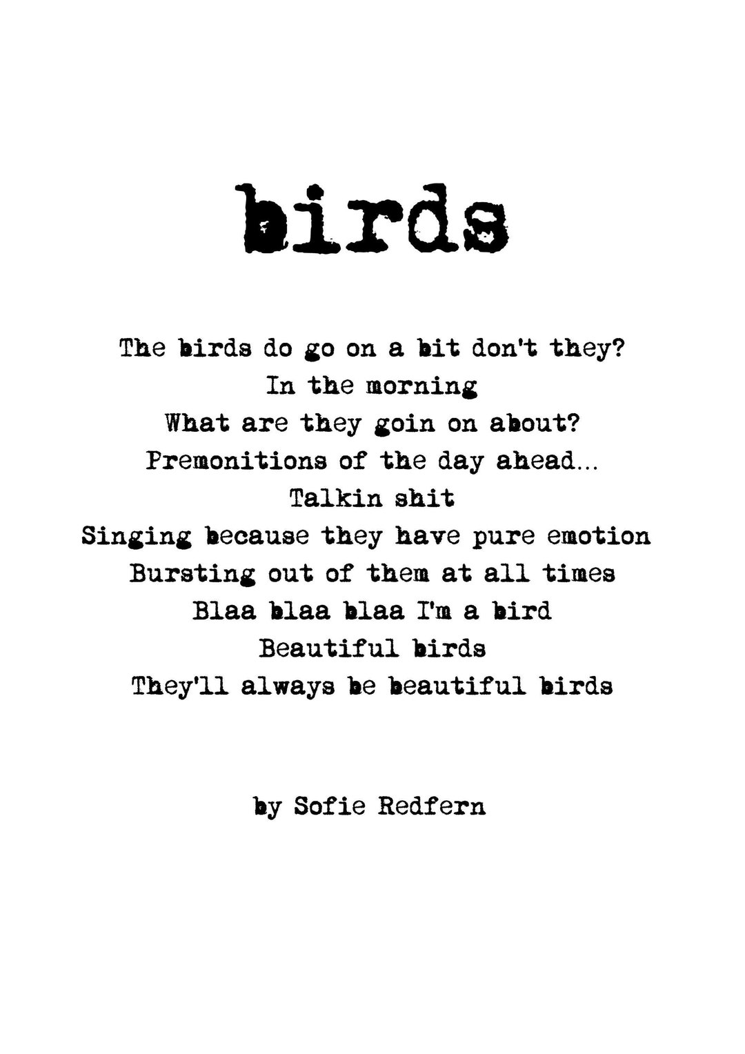 Birds - A Cute Sarcastic and Funny Poem About Birds, Poem Printable by ...