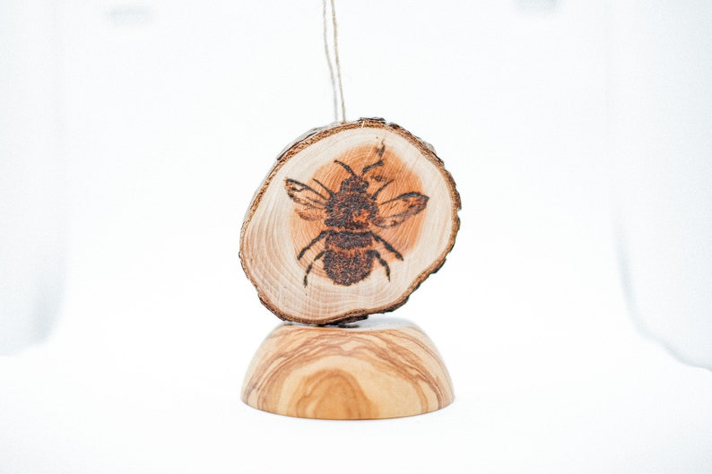 Bumble Bee Gift Drawing Pyrography Wood Burning Art Bauble Hanging Wall ...