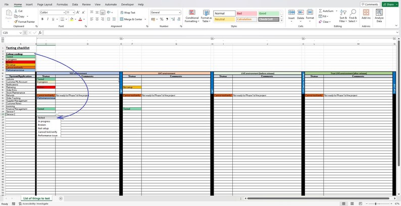 Testing Checklist Template, Digital Download, Excel File - Etsy