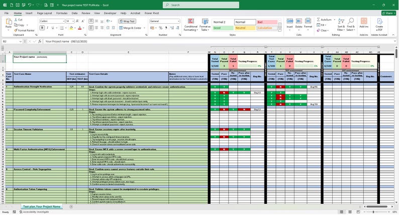 100 Security Test Scenarios + Test Plan Template + Progress Dashboard ...