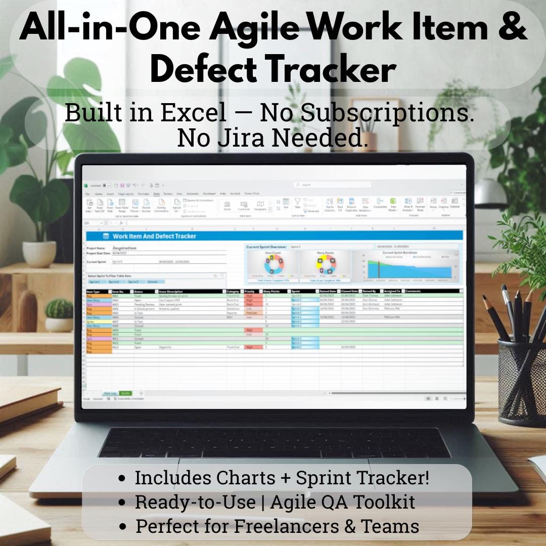Bug Tracker Excel Template | Agile QA Defect Log + Sprint Dashboard ...