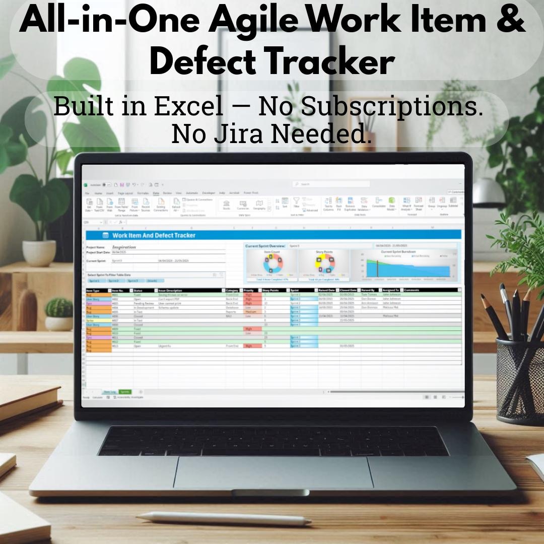 Agile Defect Tracker Excel Template With Burndown Charts & Stand-up ...