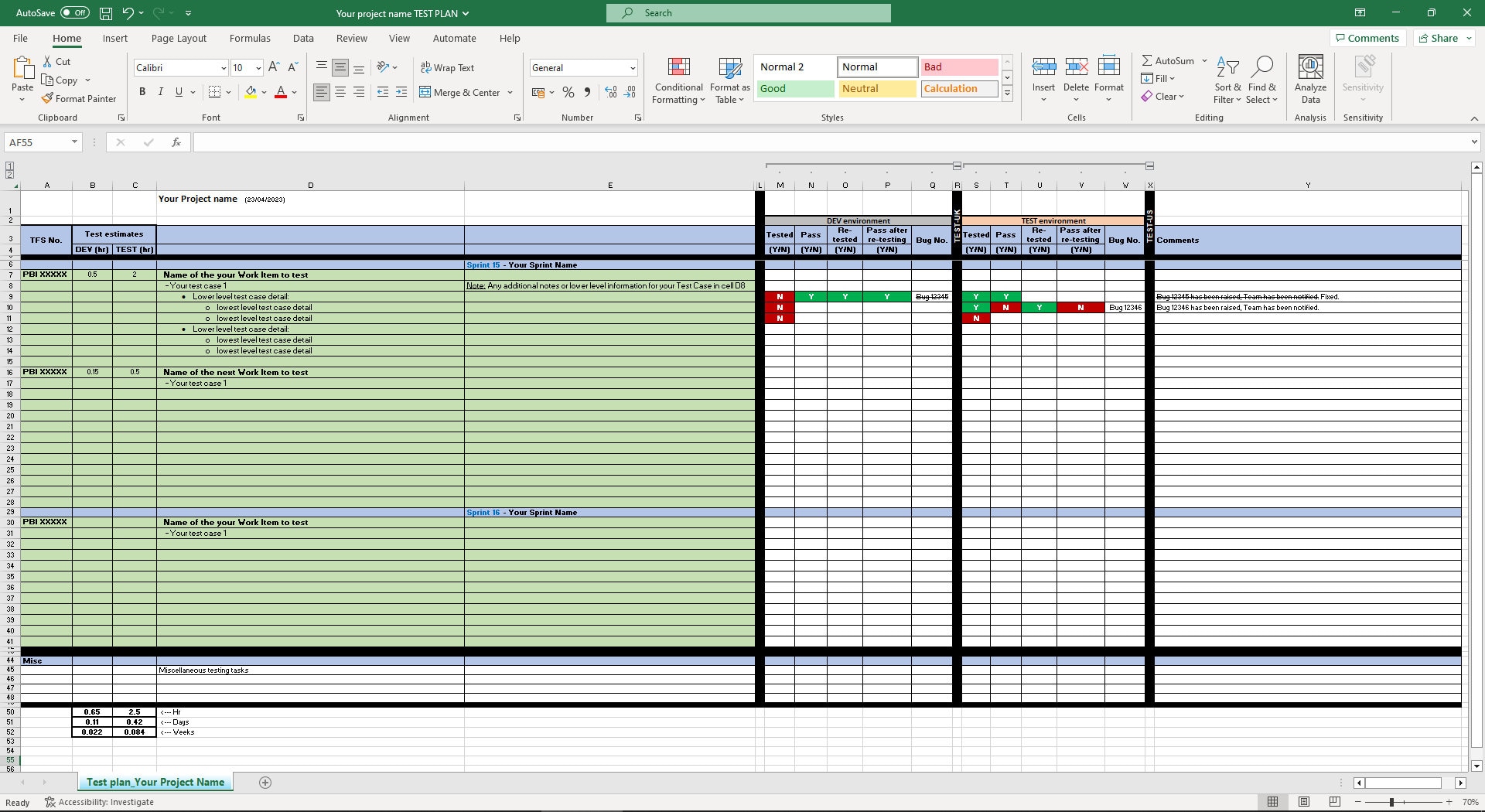Test Plan Template, Digital Download - Etsy