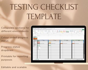Testing Checklist Template, Digital Download, Excel File - Etsy