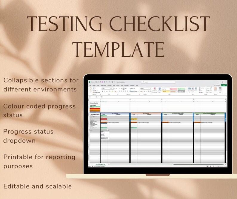 Testing Checklist Template, Digital Download, Excel File - Etsy