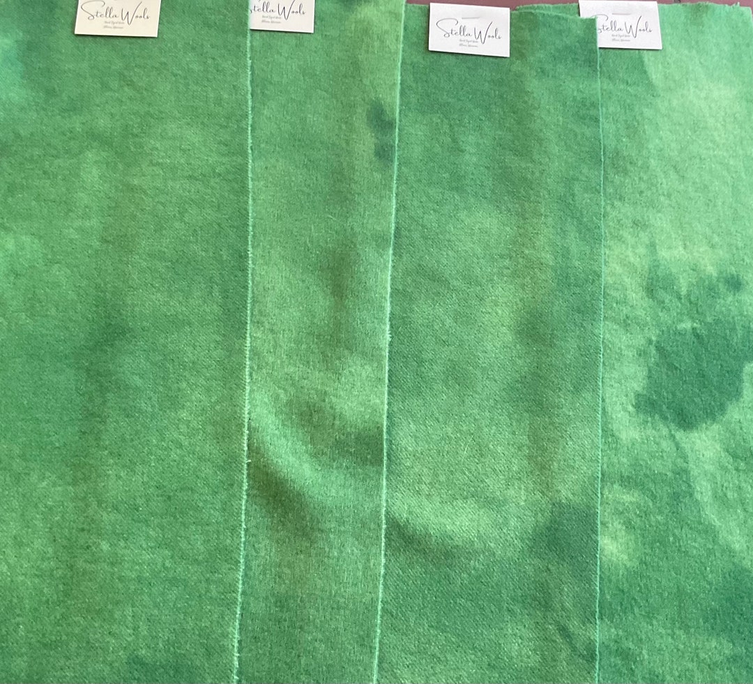 Hand Dyed Wool Fabric Clover Green Rug Hooking Applique & Crafts ...