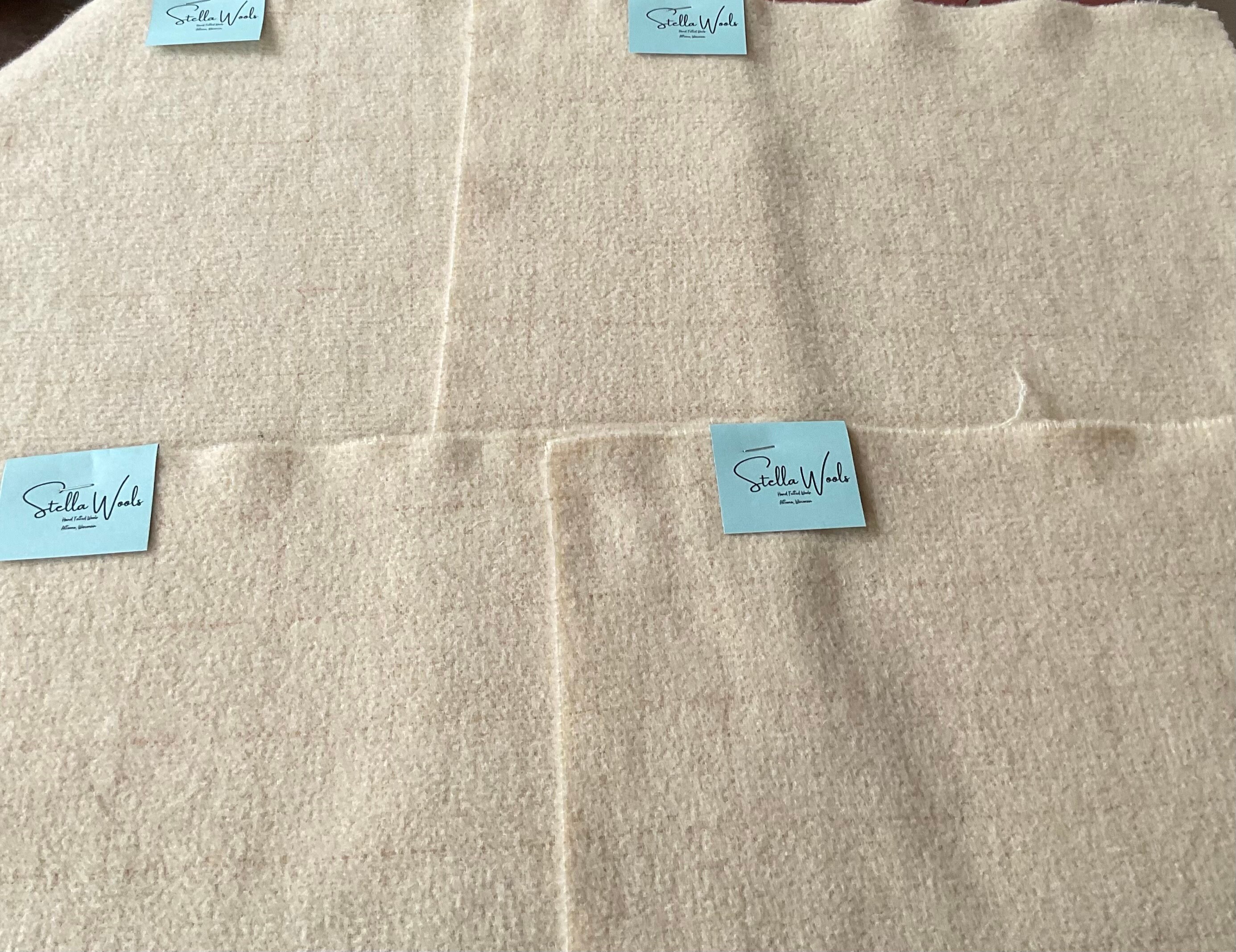 Hand Felted Wool Fabric Cream Plaid Neutral Rug Hooking Applique and ...