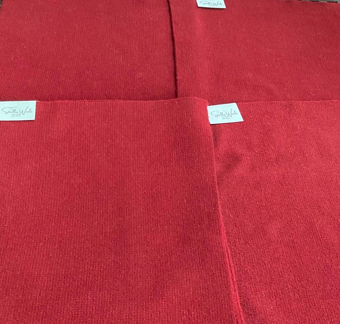 Hand Felted Wool Fabric - Ruby - Textured Wool - Flowers - Rug Hooking ...