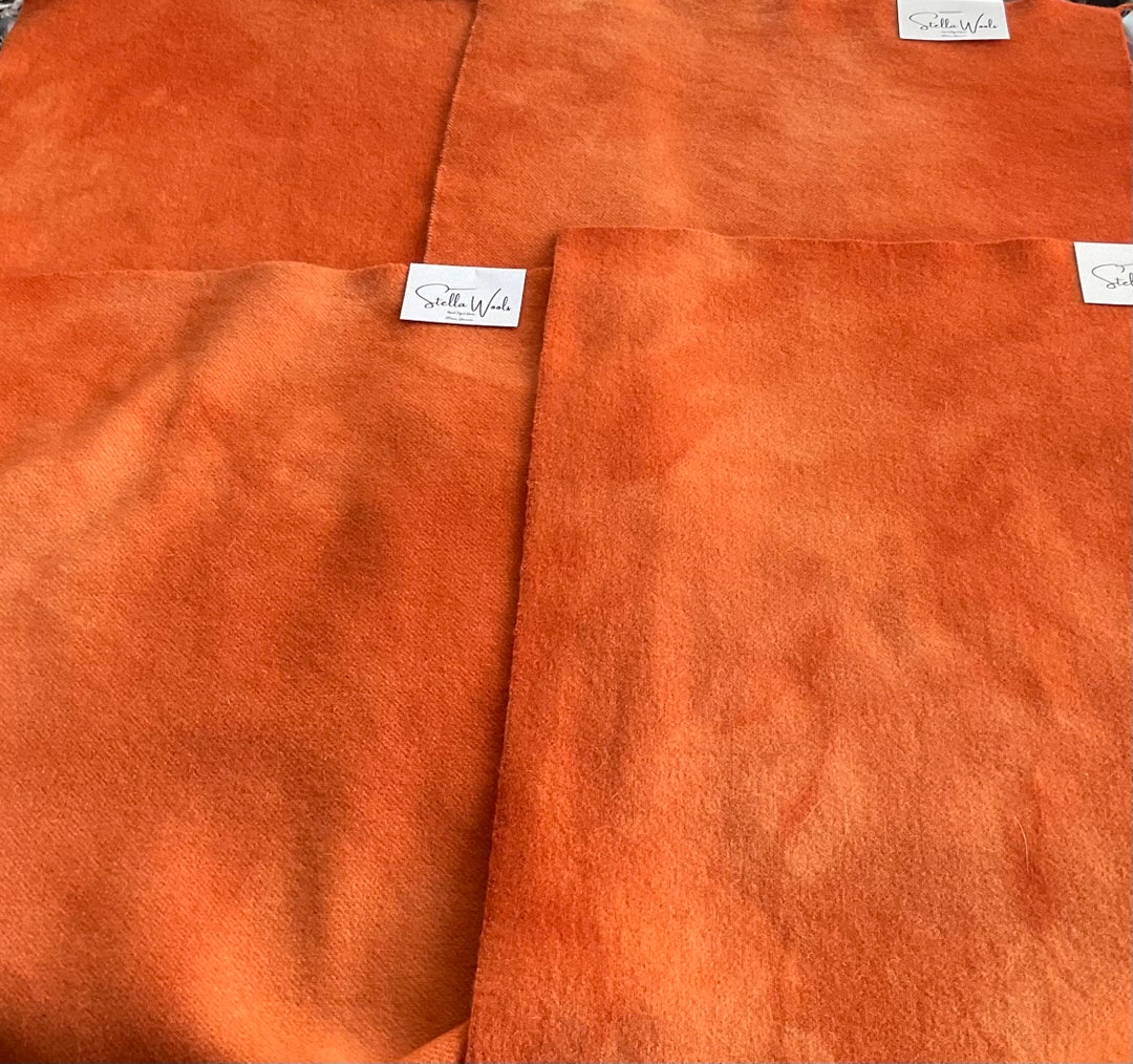 Hand Dyed Wool Fabric Rusty Pumpkin Orange Rug Hooking Applique and ...