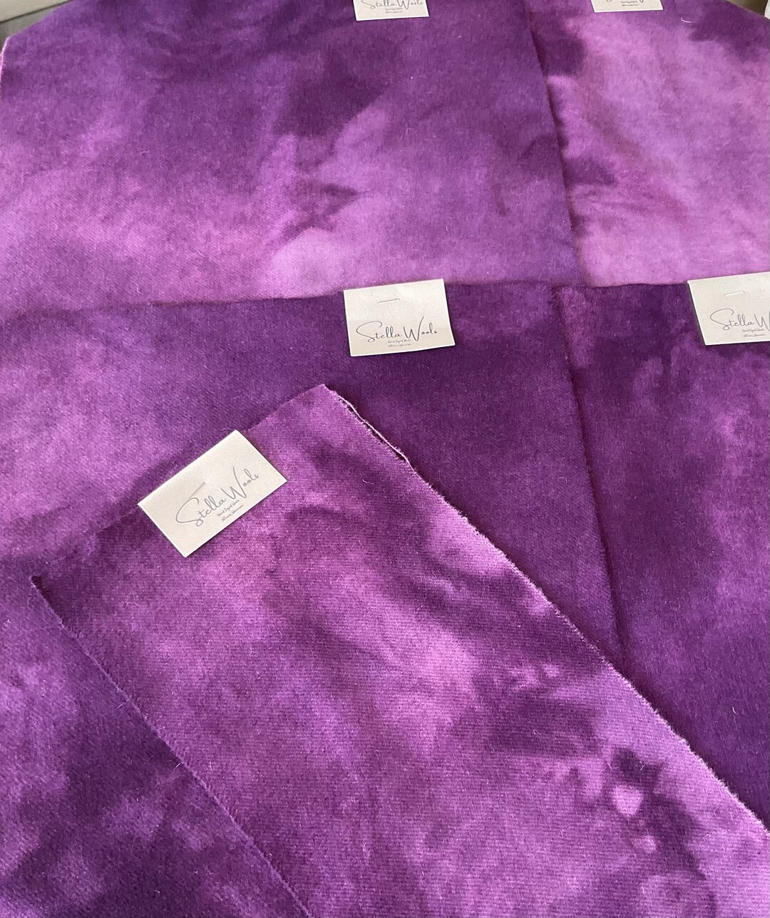 Hand Dyed Wool Fabric Indigo Purple Rug Hooking Appliqué & Crafts ...