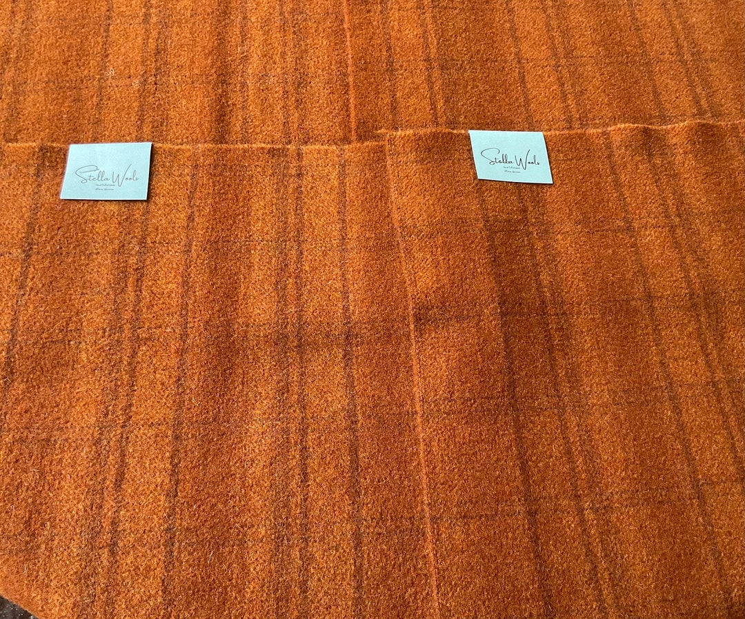 Hand Felted Wool Fabric Rusty Plaid Textured Wool Leaves Rug Hooking ...