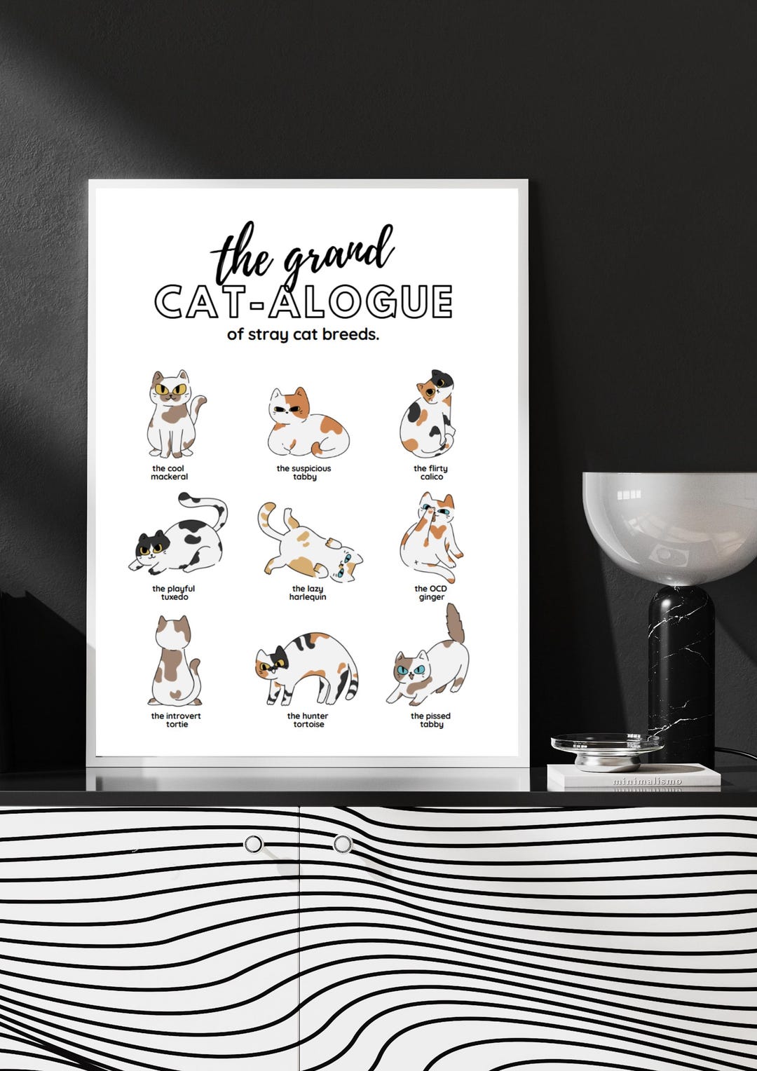 Cat Breeds Art Print: Feline Chart, Stray Cat Catalogue (digital ...