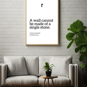 Artwork Printable Strength in Unity Poster | Turkish Typography Wall ...