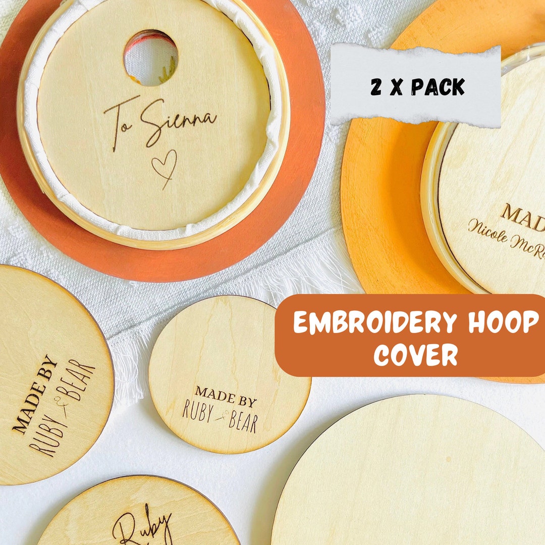 2x Personalized Embroidery Hoop Backing: Wooden Circle Cover (3-10 Inch ...