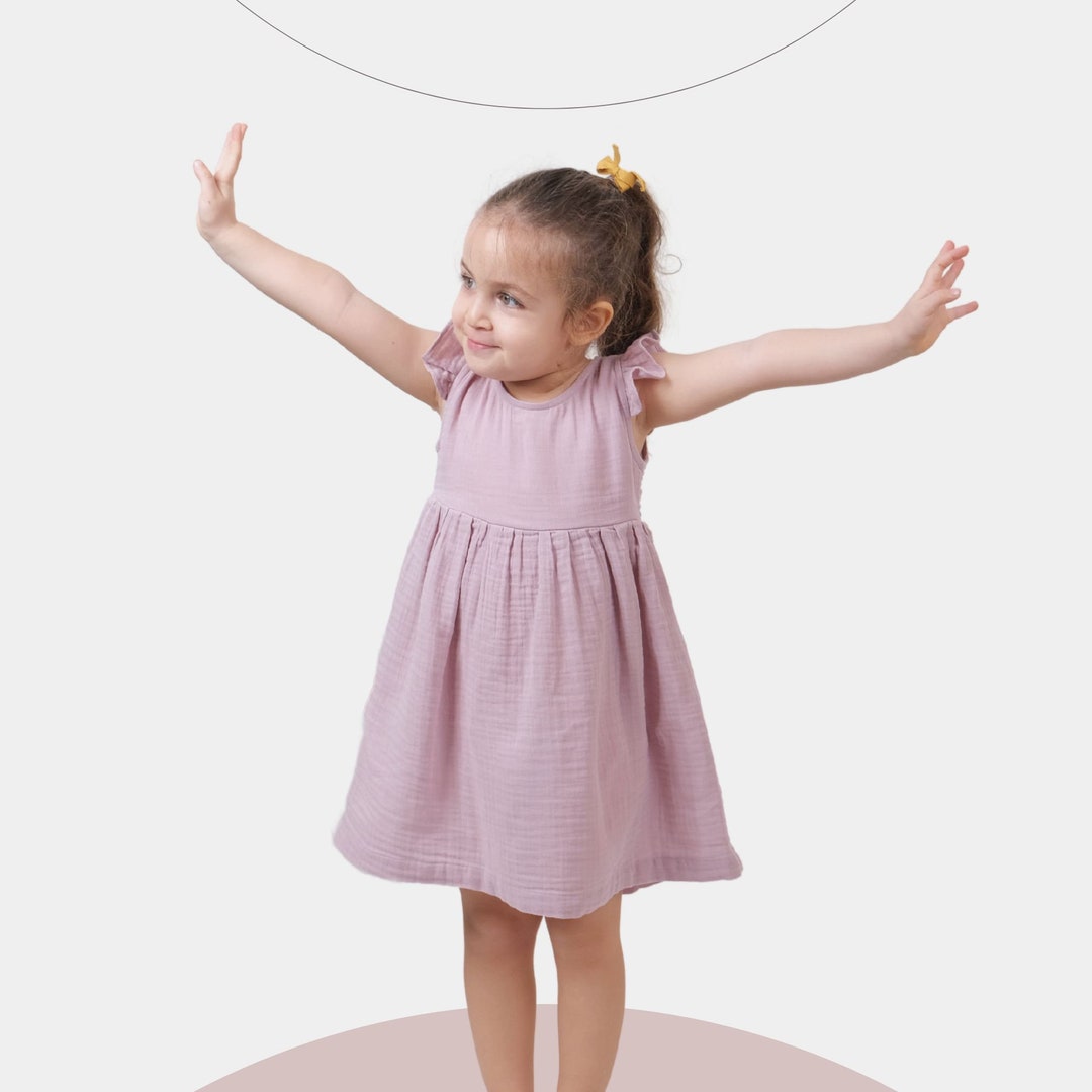 Handmade Lilac Cotton Toddler Dress – Ruffle Sleeve Baby Outfit - Etsy