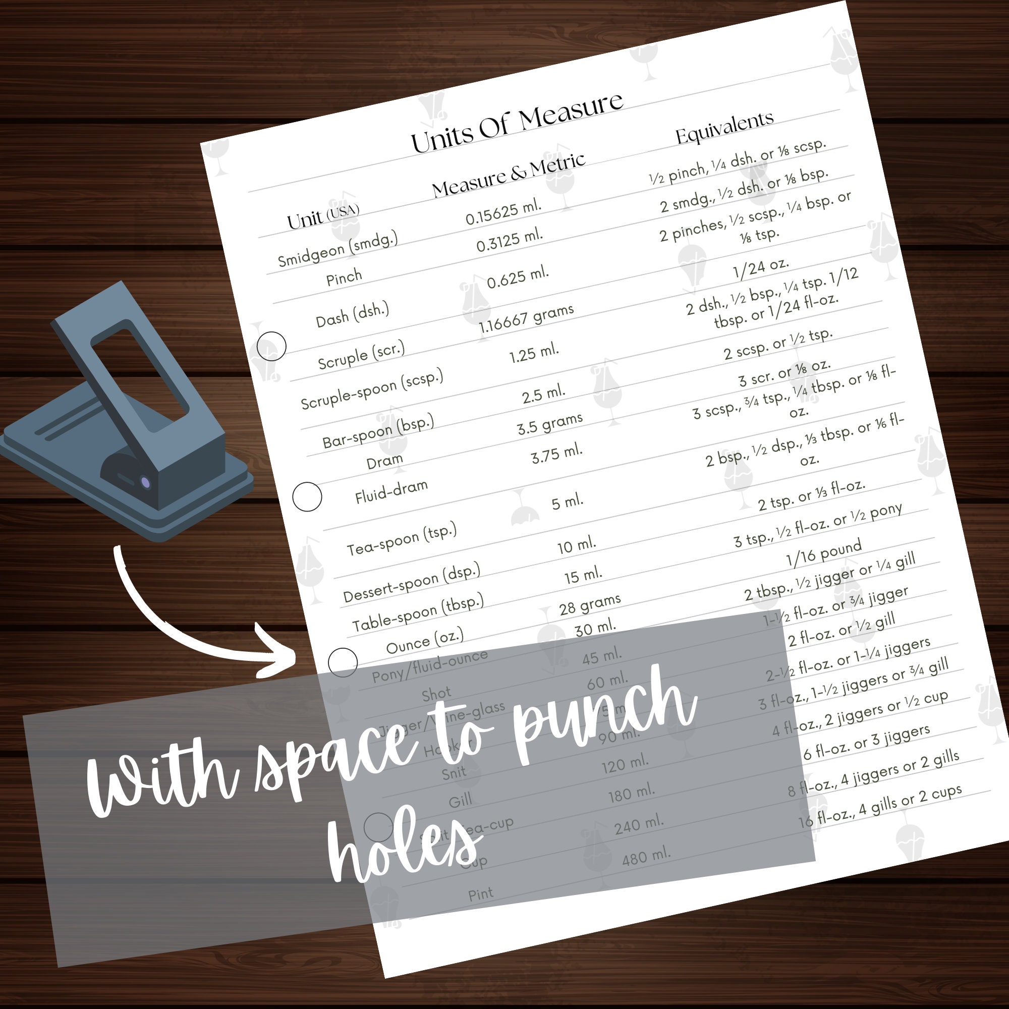 Cocktail Recipe Card| Printable Blank Drink Recipe Card| Holiday Drink ...