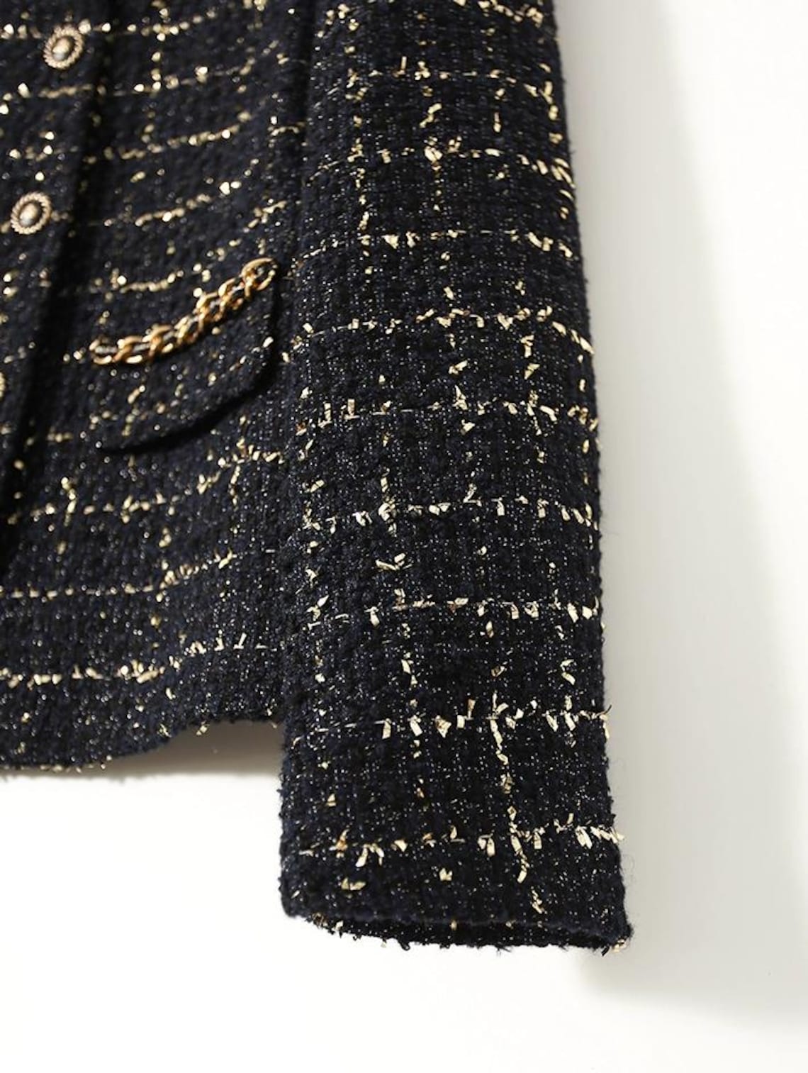 Handmade Tweed Boucle French Plaid Jacket With Gold Chain - Etsy