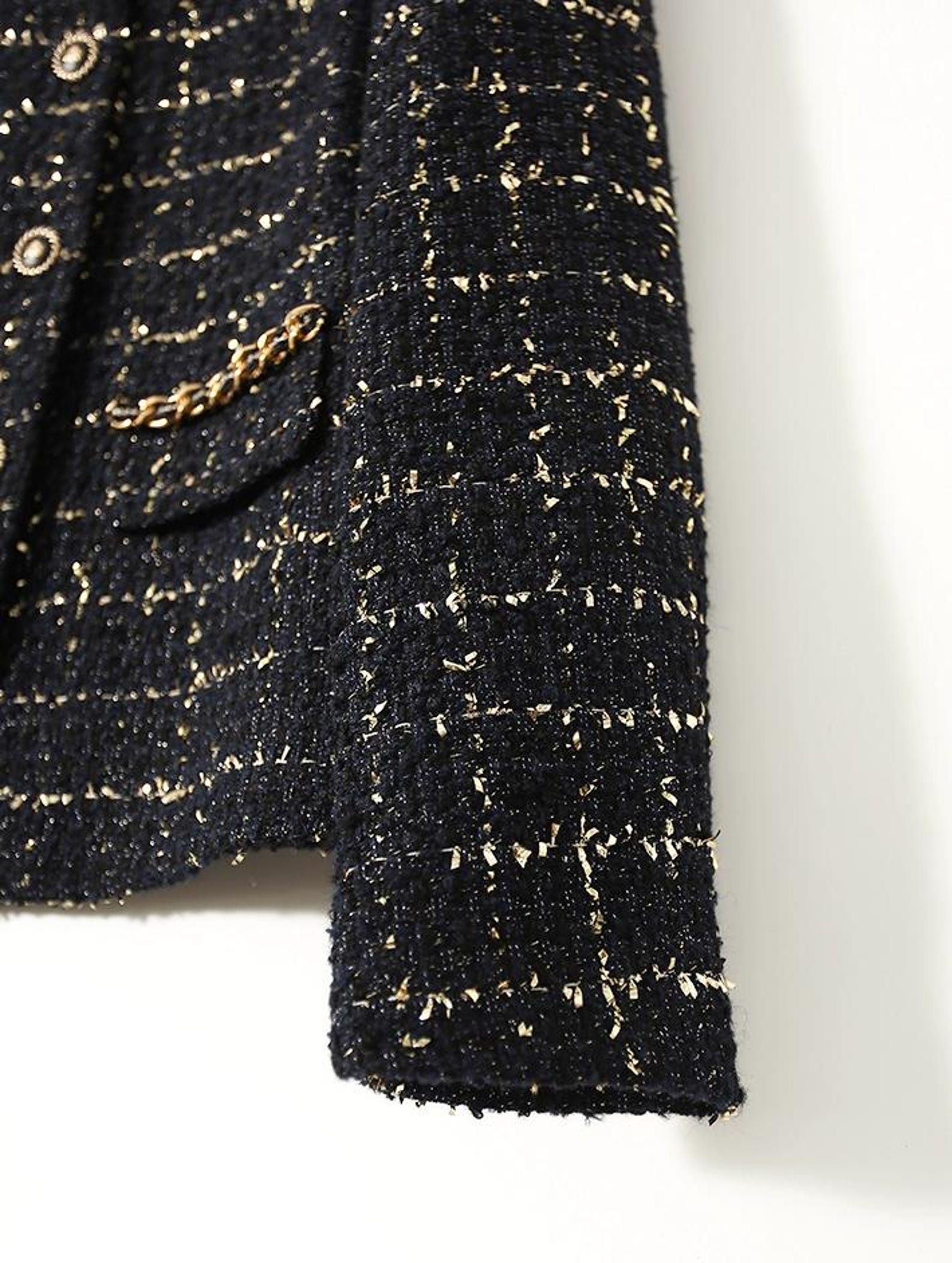 Handmade Tweed Boucle French Plaid Jacket With Gold Chain - Etsy